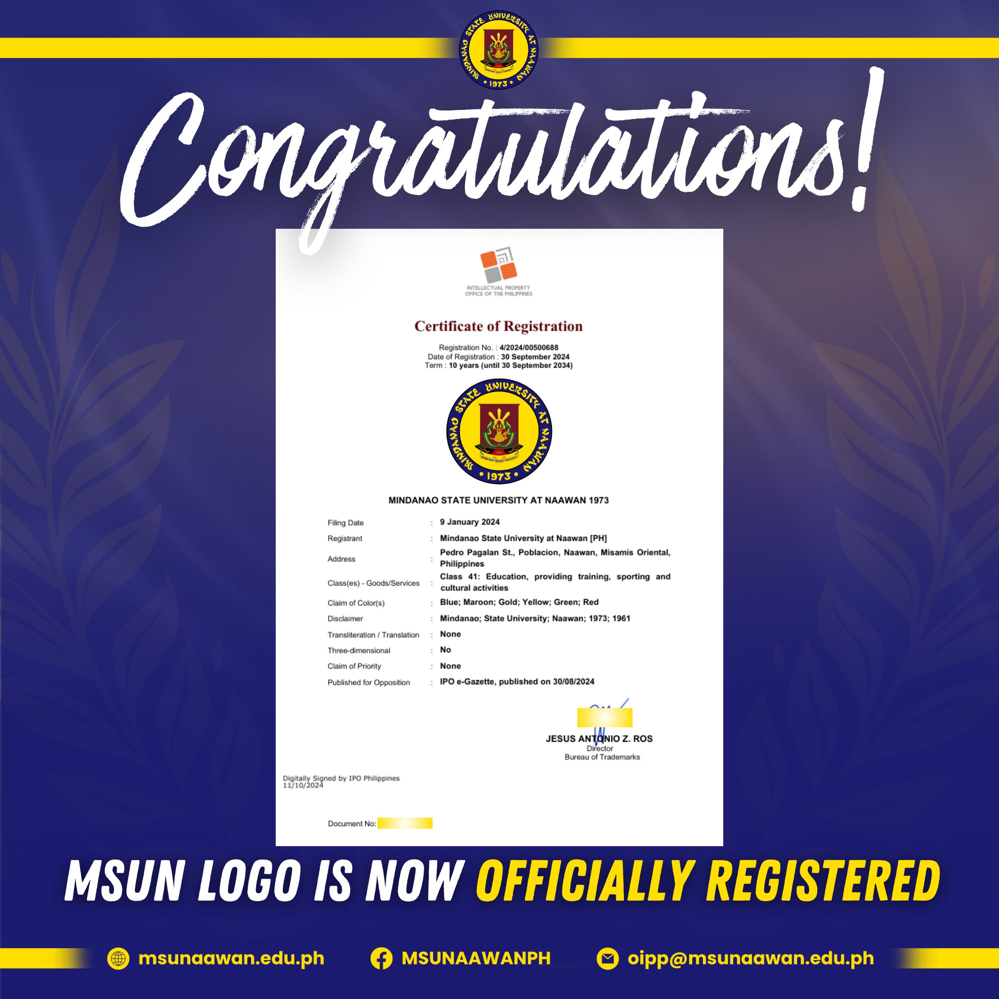 𝐌𝐒𝐔𝐍 𝐋𝐎𝐆𝐎 𝐈𝐒 𝐍𝐎𝐖 𝐎𝐅𝐅𝐈𝐂𝐈𝐀𝐋𝐋𝐘 𝐑𝐄𝐆𝐈𝐒𝐓𝐄𝐑𝐄𝐃 – Mindanao State University at ...